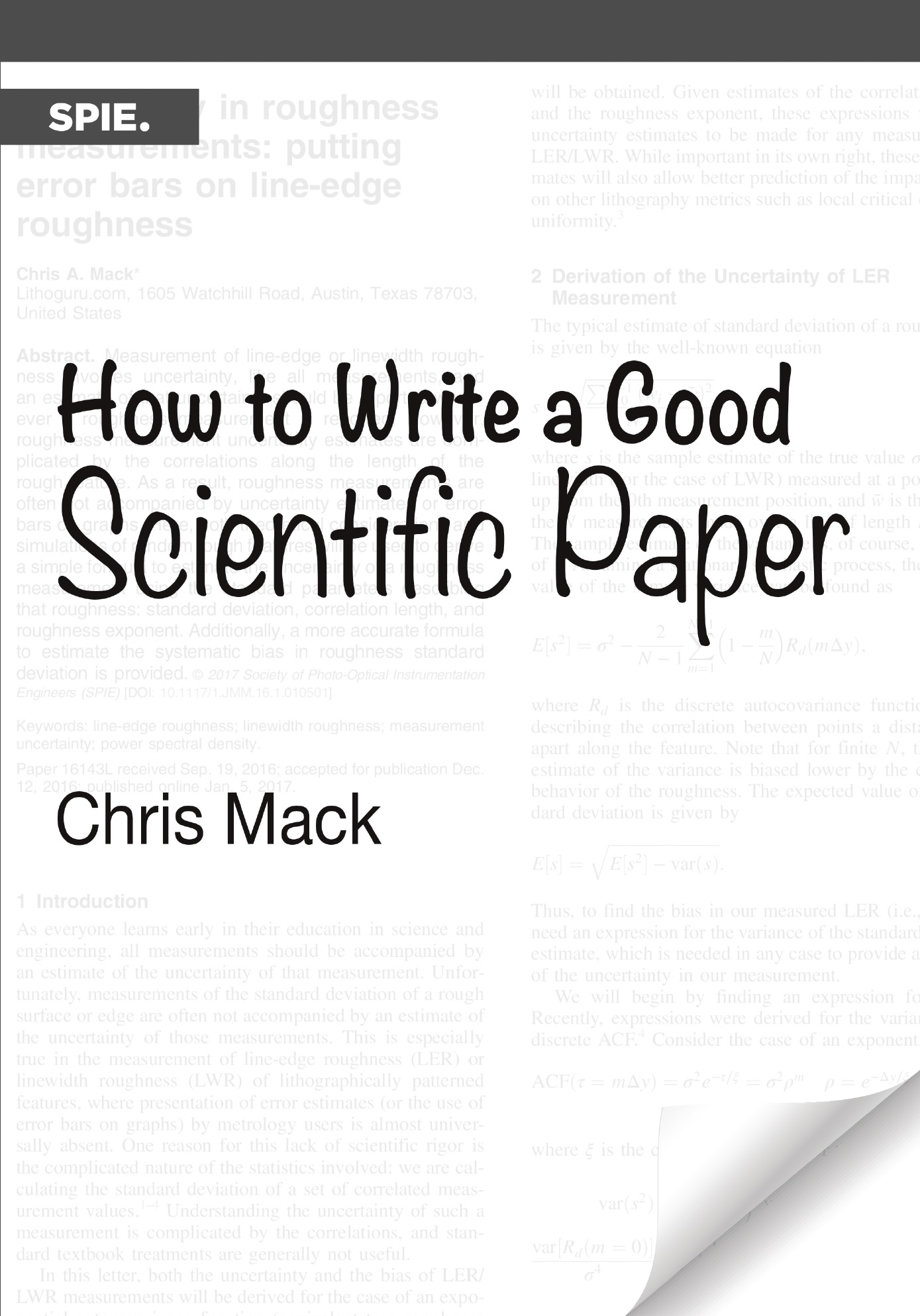 How To Write A Good Scientific Paper Chris Mack